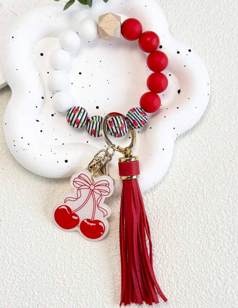 Cherry Charm Beaded Self Defense Keychain (Bead and Charm design may v ...