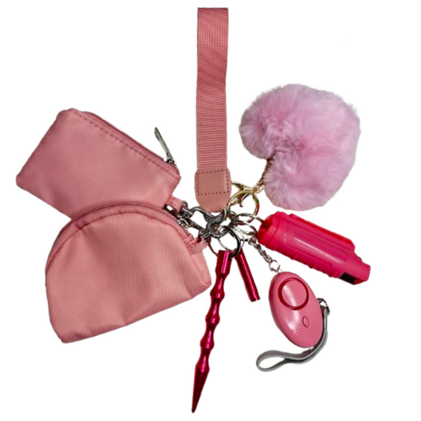 Pink Dual Zip Wallet Self Defense Keychain – Defense Queens