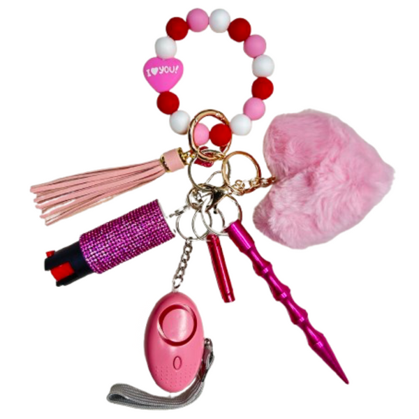 I Heart You Pink Beaded Self Defense Keychain – Defense Queens