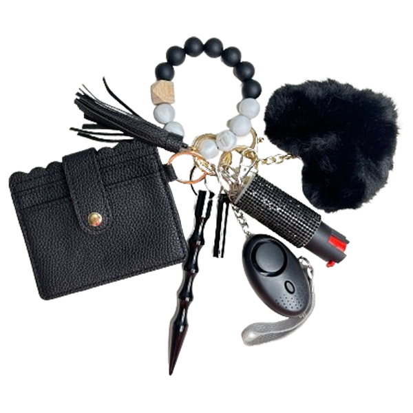 Midnight Card Holder Beaded Self Defense Keychain (Beads may vary ...