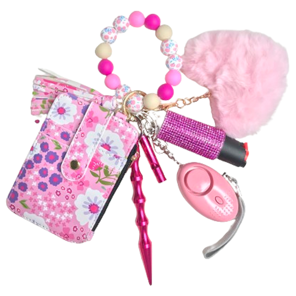 Blush Pink Bloom Card Holder Beaded Self Defense Keychain – Defense Queens
